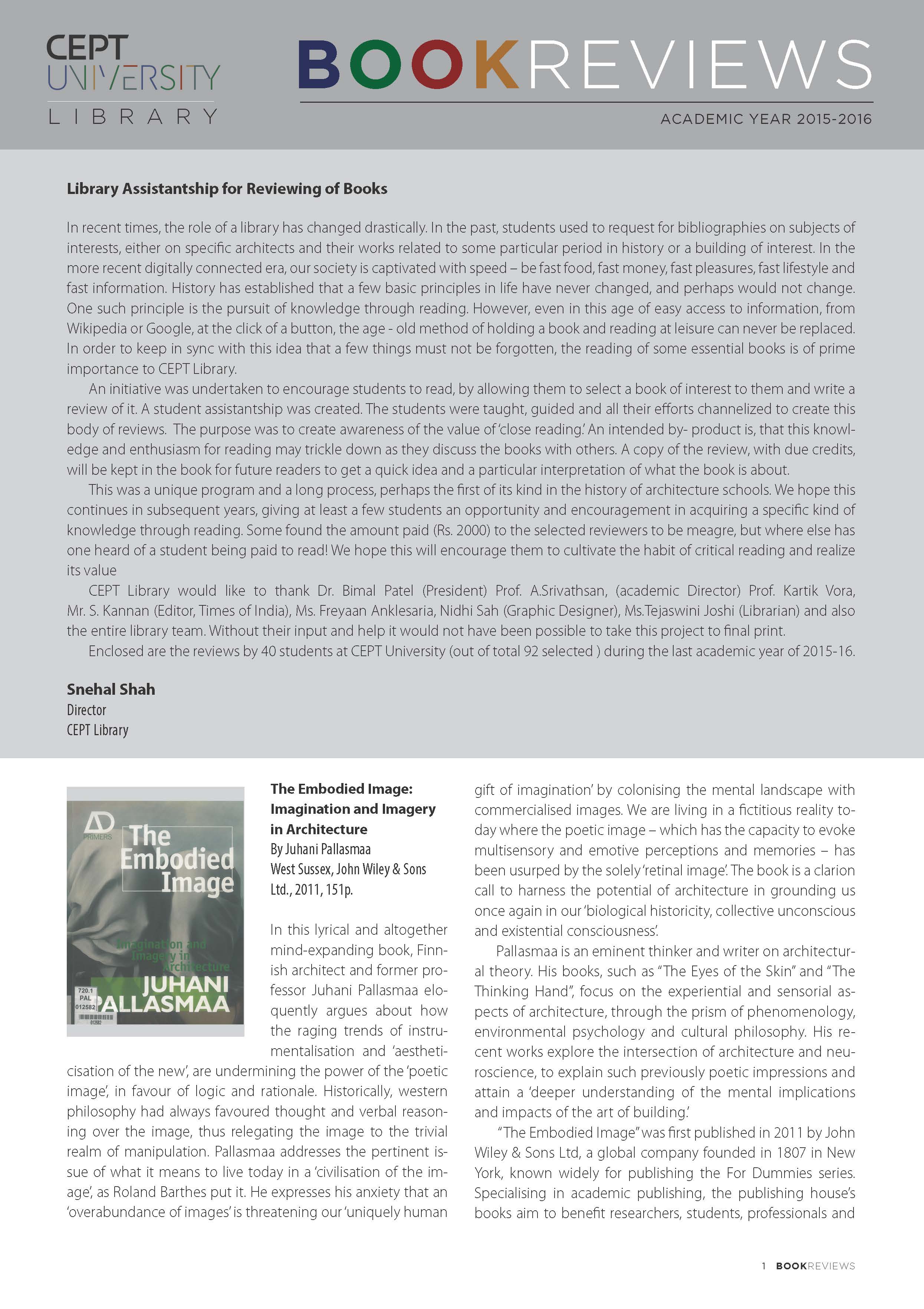 CEPT Library Book Reviews by Students Initiative Launched - News - CEPT