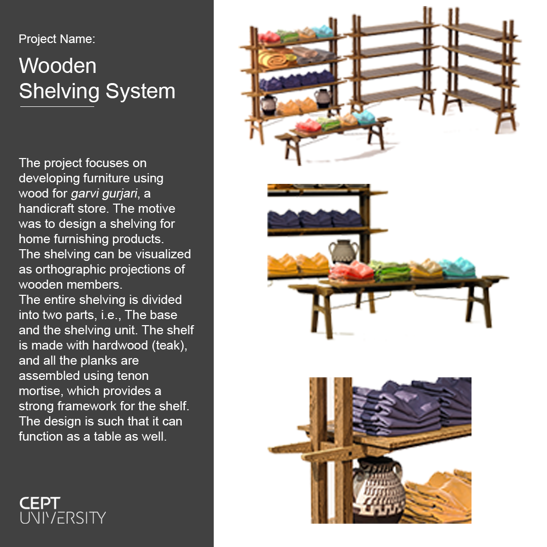FD Student's Work Wooden Shelving System Registered as IPR - News - CEPT